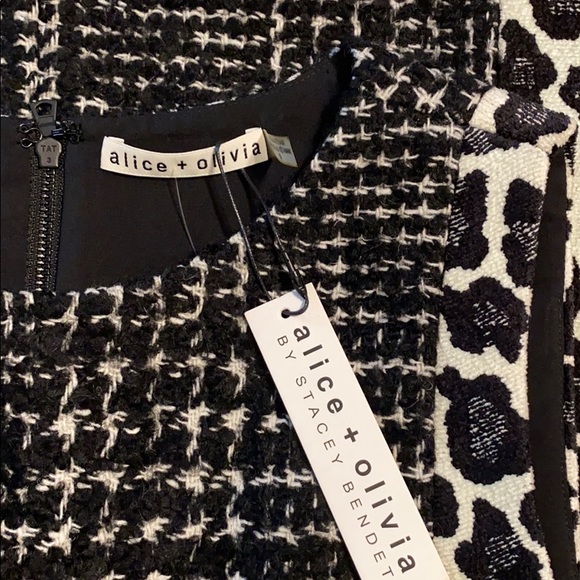 Alice + Olivia | Dresses | Clyde Patten Mix Wool Blend Mini Dress Us ...